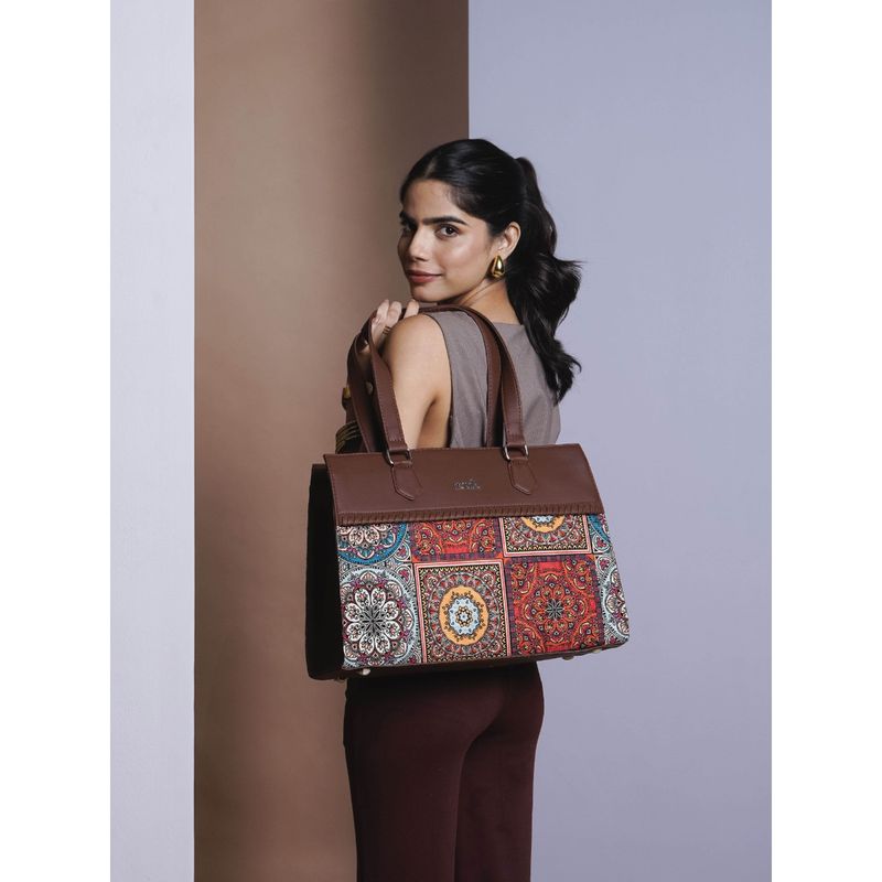 Buy Zouk Multicolour Mandala Print Statement Business Shoulder Bag Online