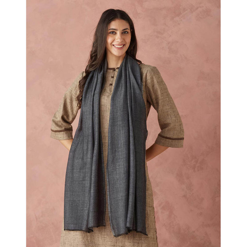 Buy Fabindia Grey Wool Woven Stole Online