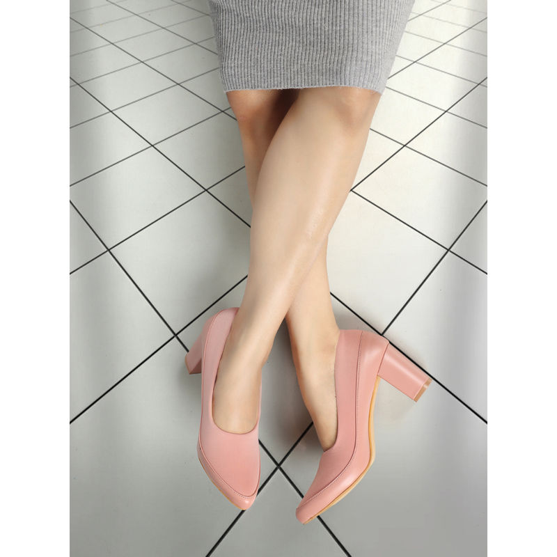 Buy Iconics Women Peach Slip-On Pointed Toe Pumps Online