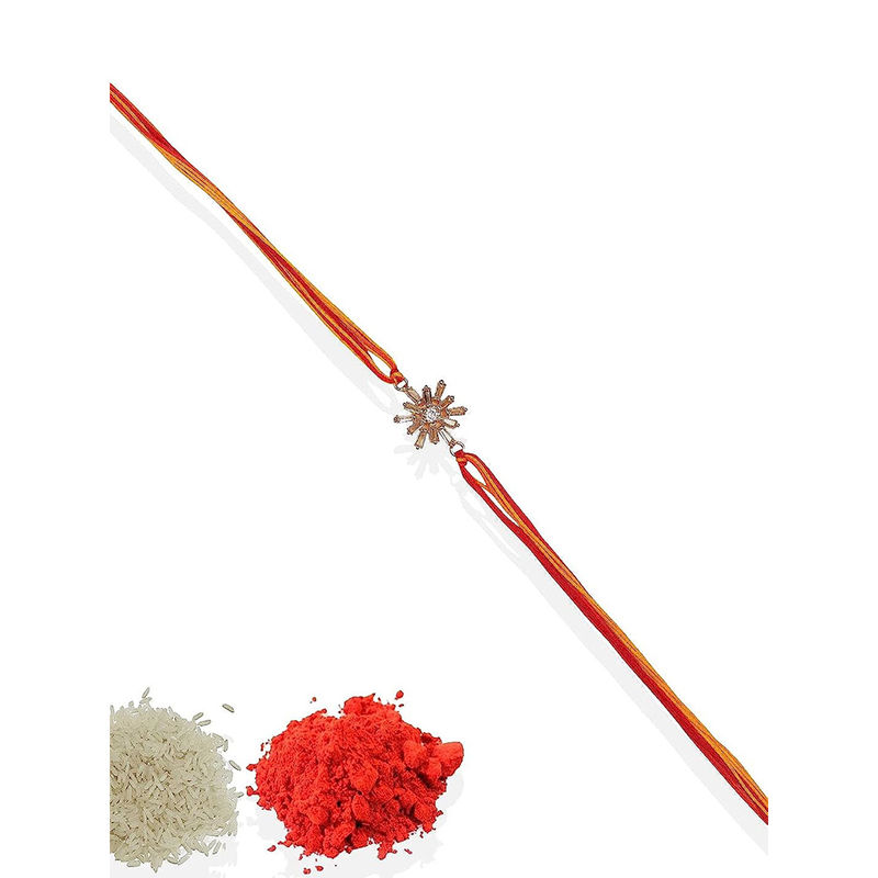 Buy Accessher Designer Rakhi for Beloved Brother with Roli, Rice & Card ...