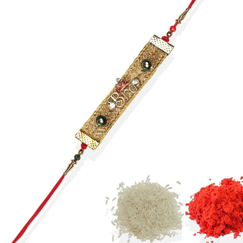 Accessher Quirky Single Thread Bro Rakhi with Roli, Rice & Card: Buy ...