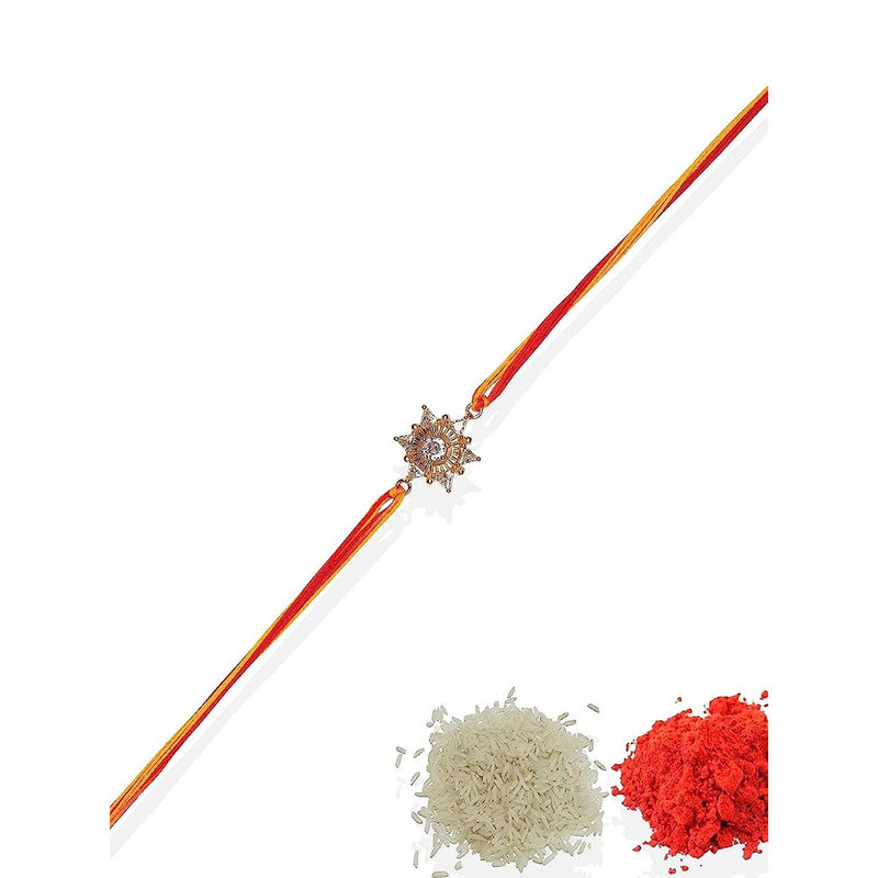 Buy Accessher Designer Rakhi for Beloved Brother with Roli, Rice & Card ...
