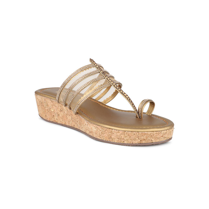 Buy Inc.5 Women Gold Evening Platform Wedges Online