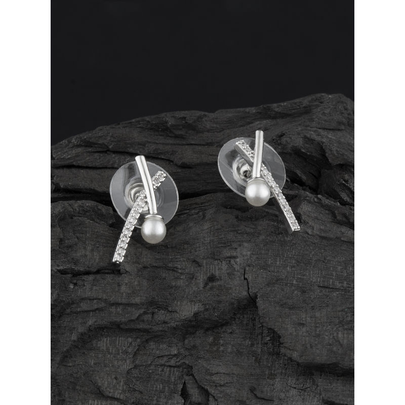 Buy E2O Quirky Diamond & Pearl Stud Earring Online