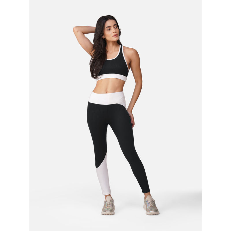 Buy Wear Jukebox Power Flow Black Sports Bra with Tights (Set of 2) Online