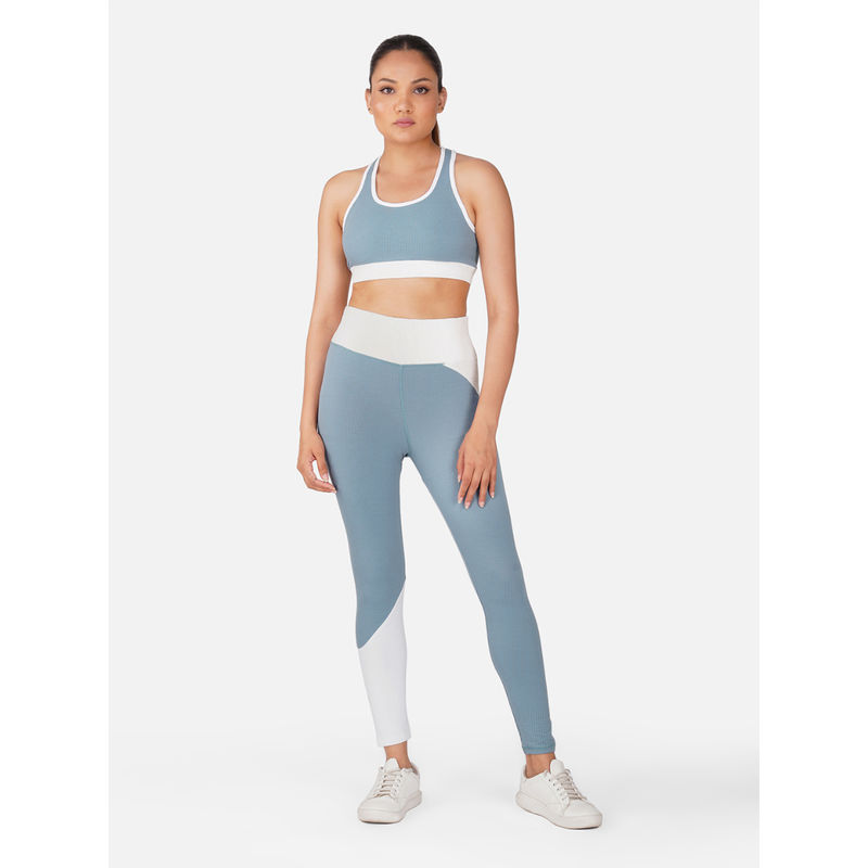 Buy Wear Jukebox Power Flow Blue Sports Bra with Tights (Set of 2) Online