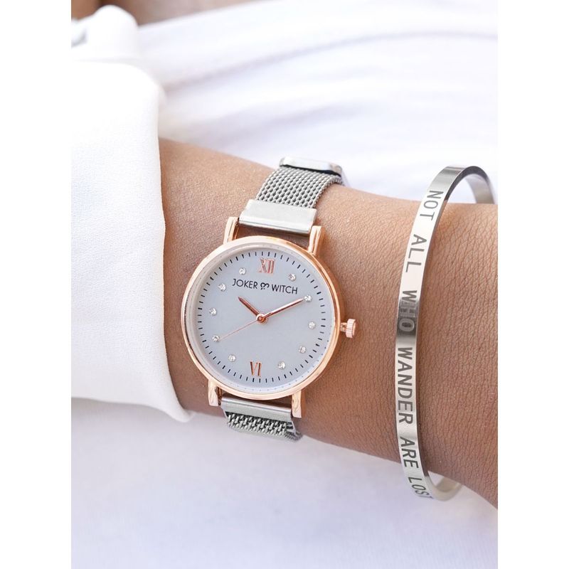 Buy Joker & Witch Palladium Watch Bracelet Stack For Women Online