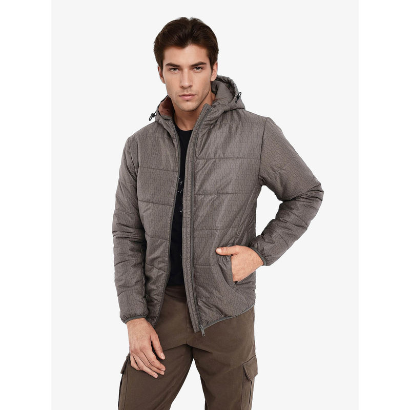 Buy Rare Rabbit Vasto Khaki Monogram Print Regular Fit Jacket Online