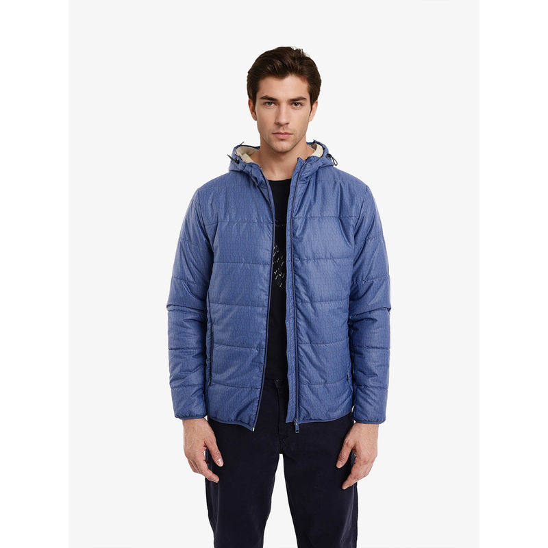 Buy Rare Rabbit Vasto Blue Petrol Monogram Print Regular Fit Jacket Online