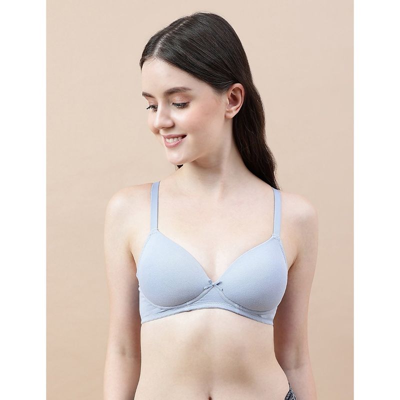 Marks And Spencer Cotton Mix Plain Plunge Neck T Shirt Bra Blue Buy