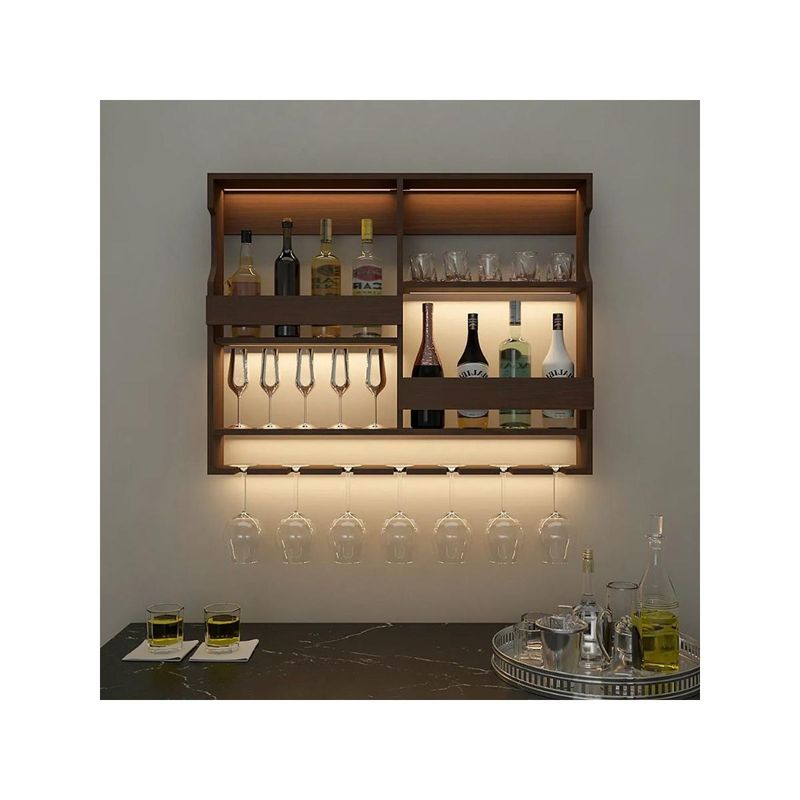 Buy Dekorstation Backlit Wooden Bar Wall Shelf / Mini Bar Cabinet in ...