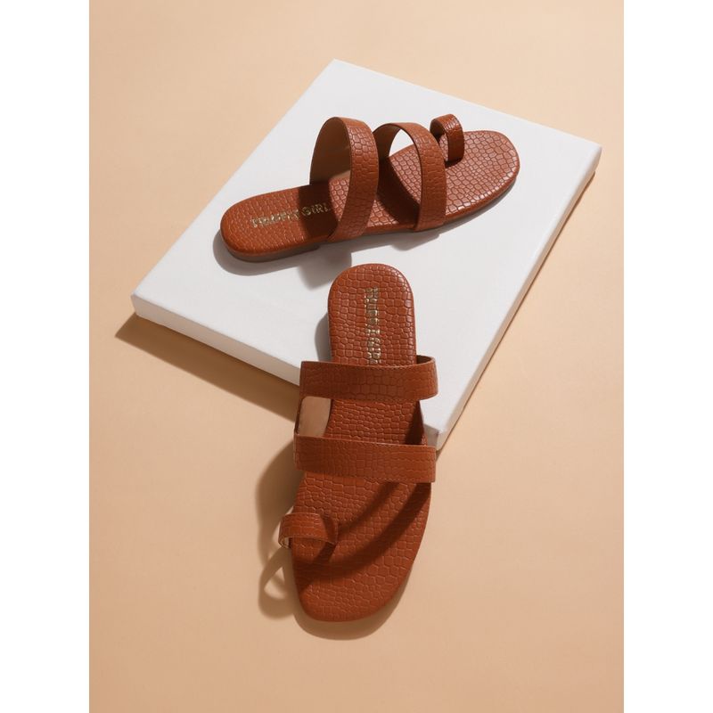 Buy Truffle Collection Tan Animal Print Flats Online