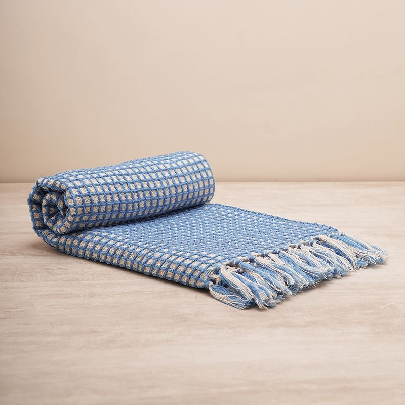 Pure Home + Living Blue Waffle Weave Throw: Buy Pure Home + Living Blue ...