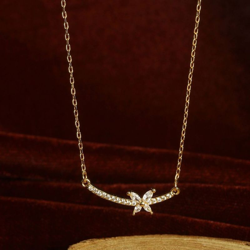 PRITA Floral Rose Gold American Diamond Necklace: Buy PRITA Floral Rose ...