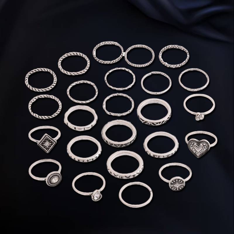 Buy Yellow Chimes Silver Oxidised Plated Aesthetic Ring Knuckle Rings ...