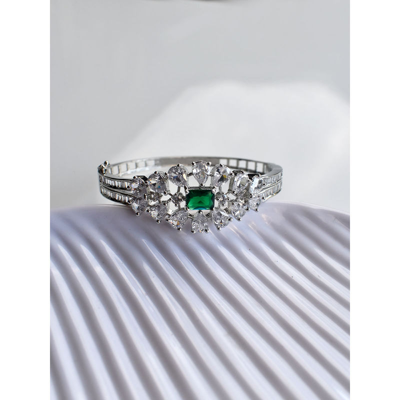 Buy Peach Tassels Green and White Stone Bracelet Online