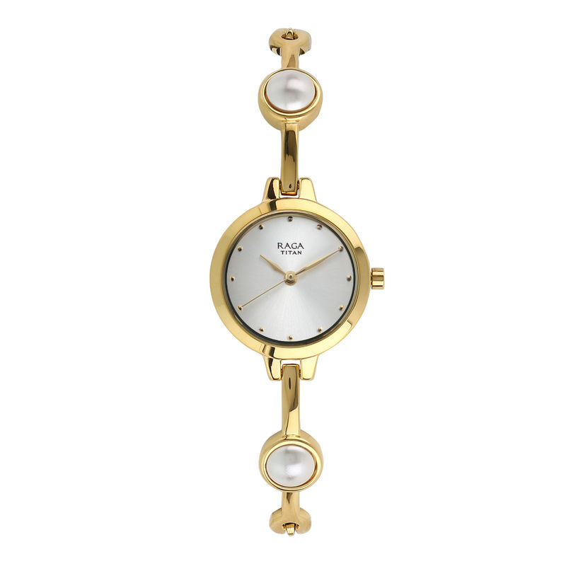 Buy Titan Raga White Dial Golden Metal Strap Watch Online