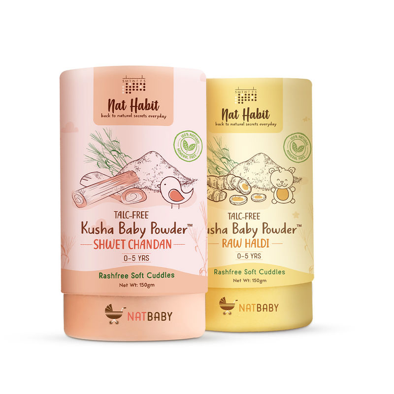 Buy Nat Habit Raw Haldi & Shwet Chandan Kusha Baby Powder (Pack of 2 ...