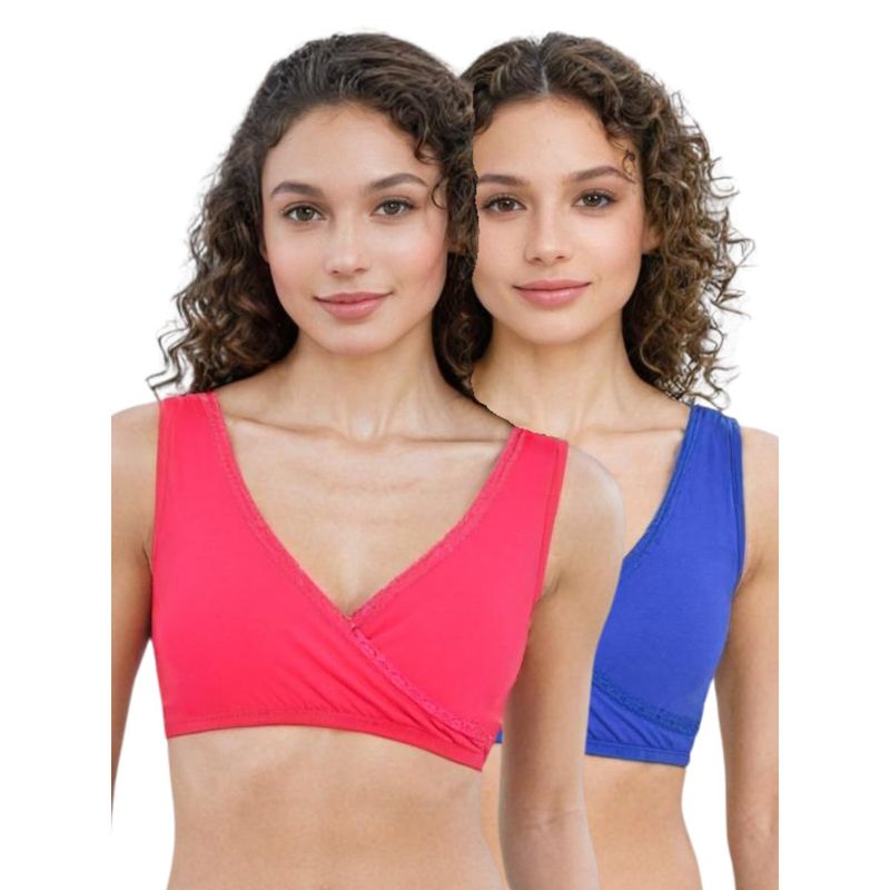 Buy Adira Medium Coverage Plunge Bra Pink & Blue (Pack of 2) Online