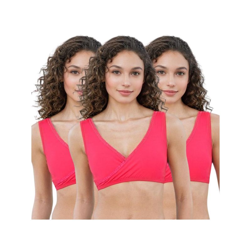 Buy Adira Medium Coverage Plunge Bra Pink (Pack of 3) Online