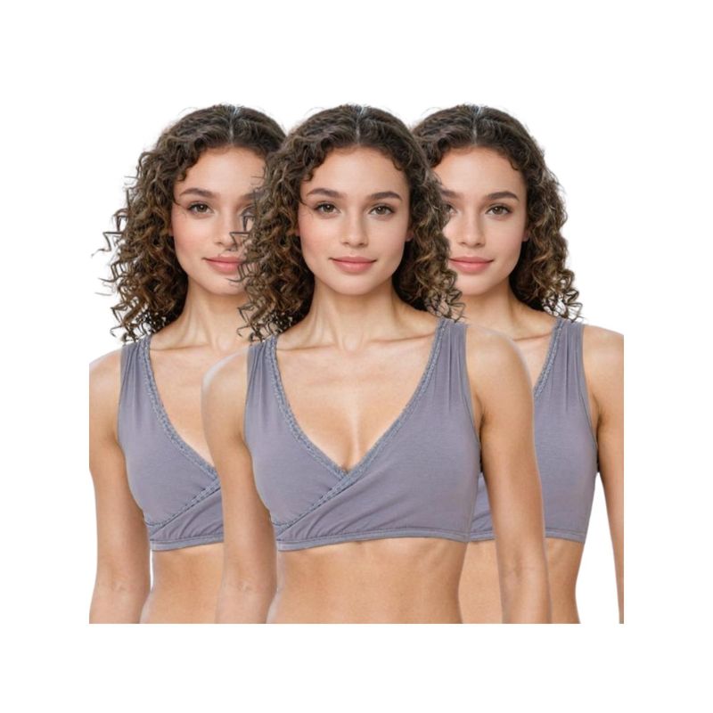 Buy Adira Medium Coverage Plunge Bra Grey (Pack of 3) Online