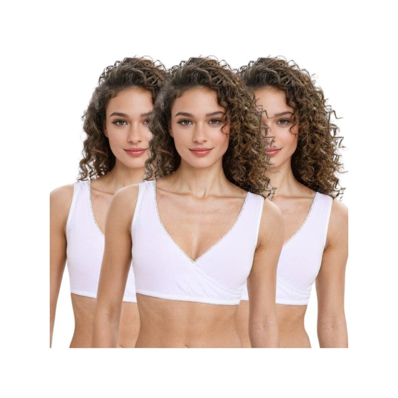Buy Adira Medium Coverage Plunge Bra White (Pack of 3) Online