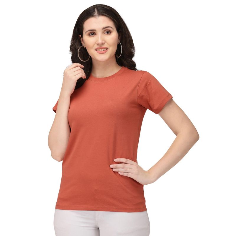 Goodbye Gravity Red Burnt Umber Solid Cotton Anti-Pilling Teeshirt: Buy ...