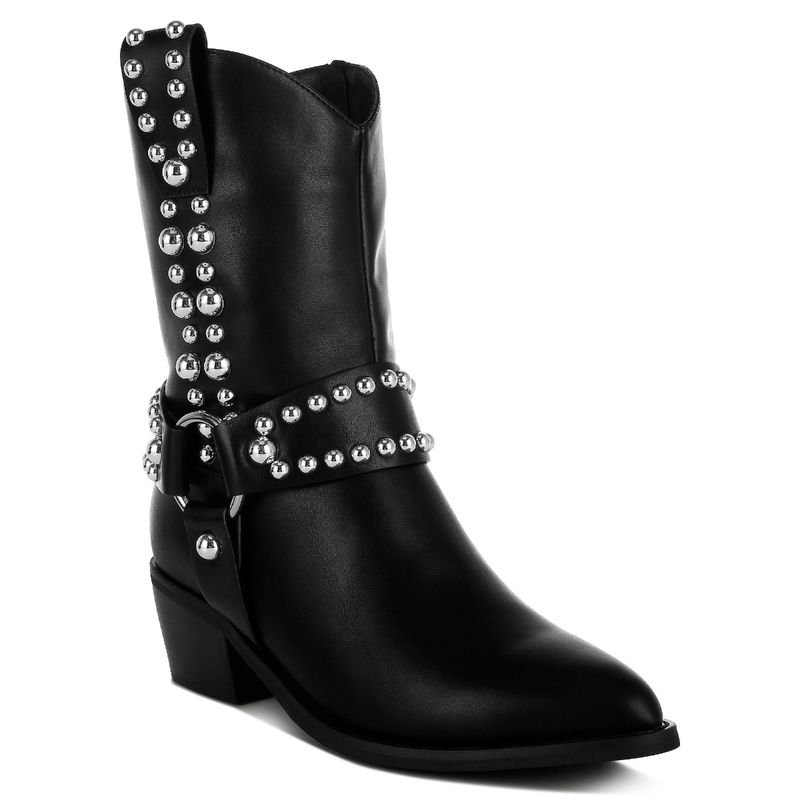 Buy London Rag Studded Harness Detail Black Casual Boots Online