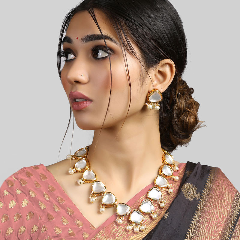 Buy Karatcart Trendy Pearl Beads Polki Kundan Rani Haar Set Online