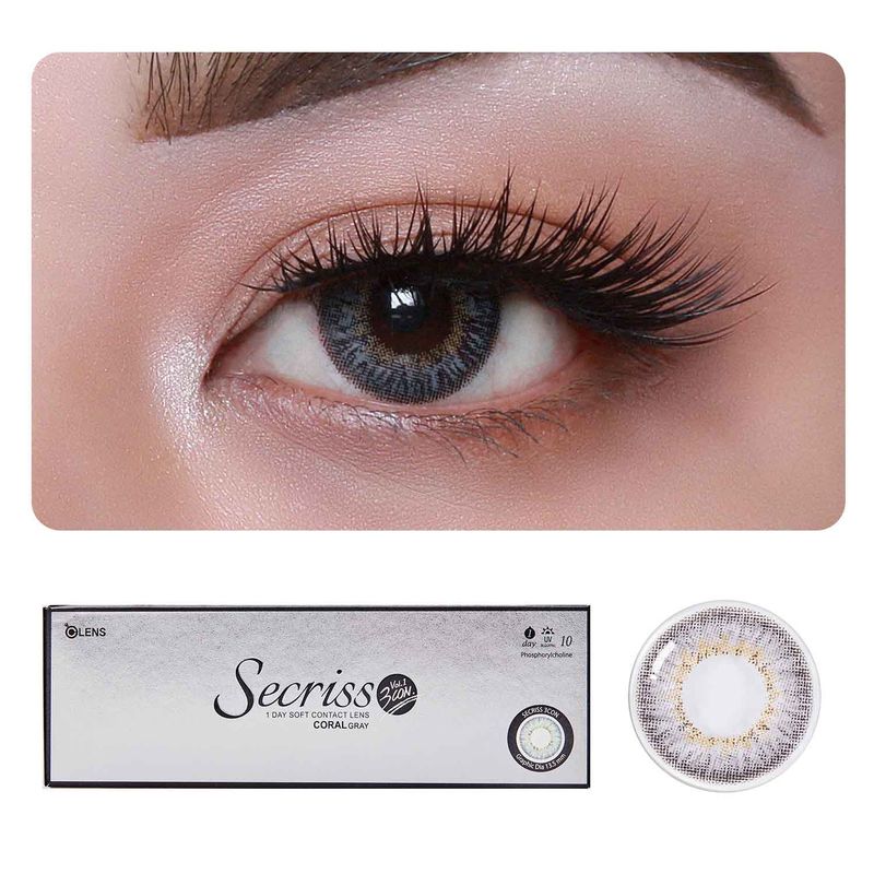 O-Lens Secriss 1Day Coloured Contact Lenses - Coral Grey - -1.75 (5 ...