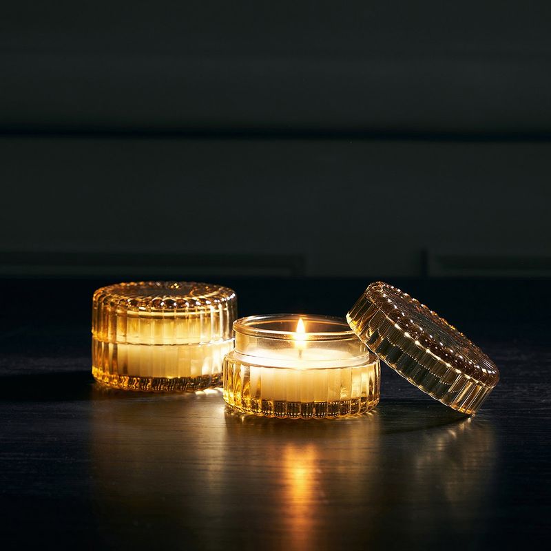 Buy Pure Home + Living Set of 2 - Brown Textured Glass Wax Filled Jars ...