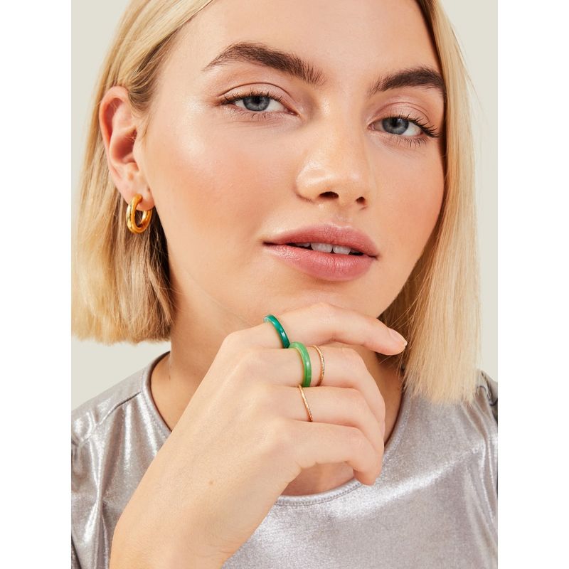 Buy Accessorize London Women Mixed Rings Pack of 6 Green Online