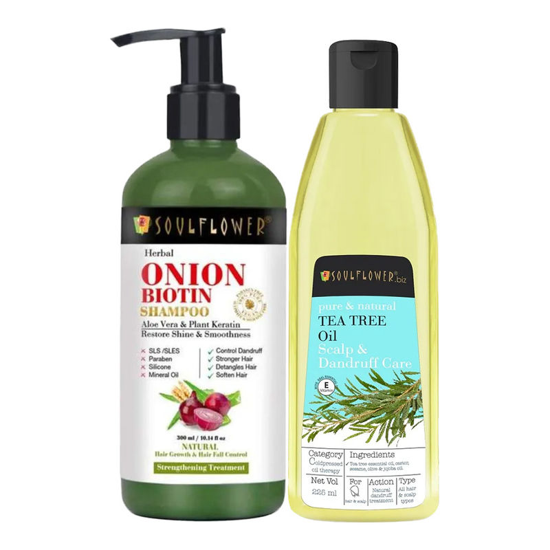 Buy Soulflower Anti-Dandruff Control Tea Tree & Biotin Shampoo Combo ...