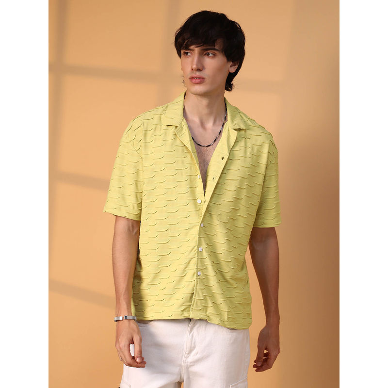 Buy Campus Sutra Mens Butter Yellow Swish-Textured Shirt Online