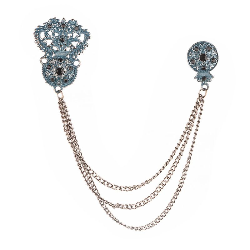 Buy The Tie Hub Blue Crown Chain Lapel Pin Online