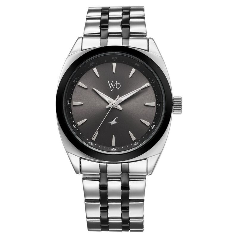 Buy Fastrack Men Vyb 3.0 Black Dial Metal Watch - FV30007KM01W (M) Online