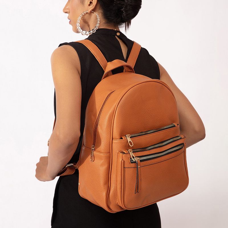 Buy Twenty Dresses by Nykaa Fashion Tan Textured Casual Backpack Online