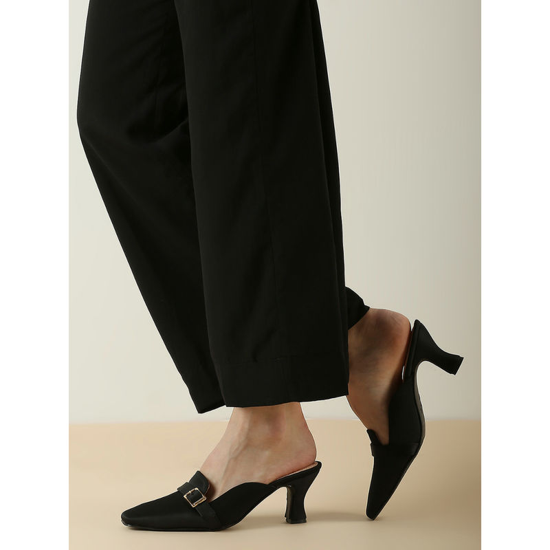 Buy Inc.5 Women Black Party Kitten Heeled Mules with Buckles Online
