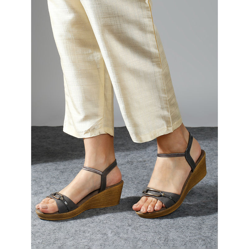 Buy Inc.5 Women Grey Solid Wedges Online