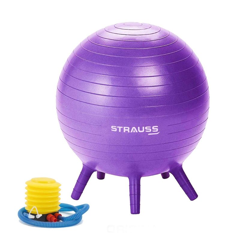 Buy Strauss Rubber Anti-Burst Gym Ball, Stability Legs, 55 cm (Purple ...