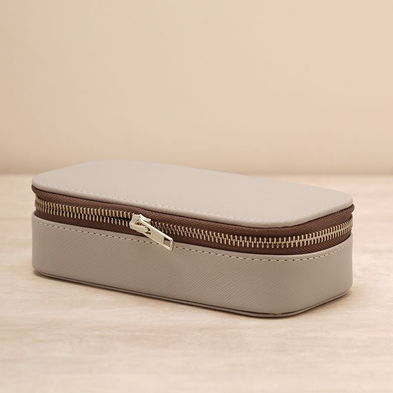Buy Pure Home + Living Beige Rectangle Faux Leather Travel Jewellery ...