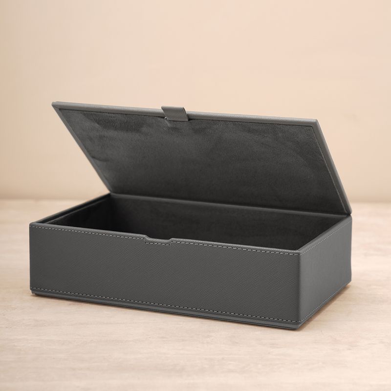 Buy Pure Home + Living Grey Faux Leather Box with Lid Online