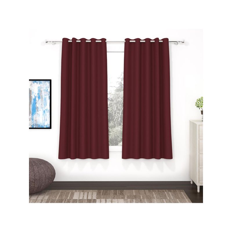 Buy Story@Home Window Polyester, Silk Blackout Curtain Maroon, Solid ...