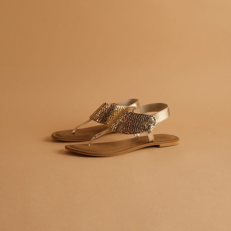 Buy Eridani Embellished Gold Amora Flats Online