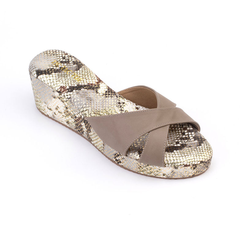 Buy Tic Tac Toe Brown Metallic Cross Wedges Online