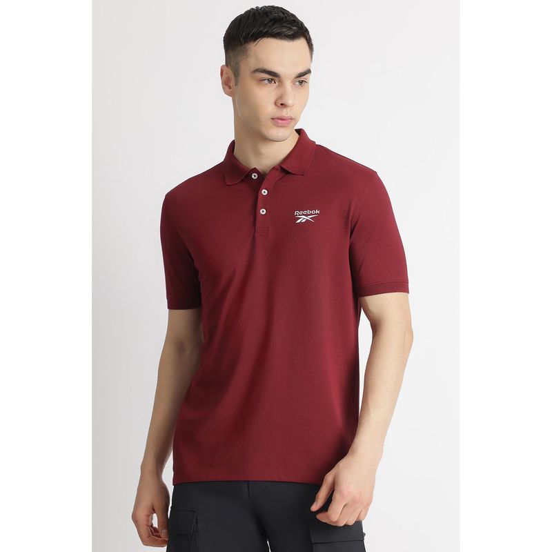 Buy Reebok Maroon Collar Neck Men Polo Shirt Online