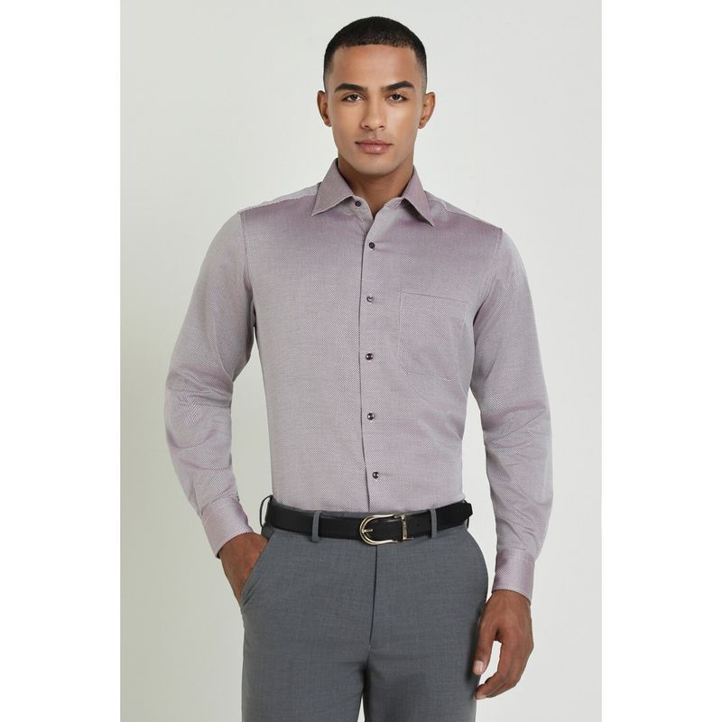 Buy Allen Solly Men Purple Textured Full Sleeves Regular Fit Formal ...