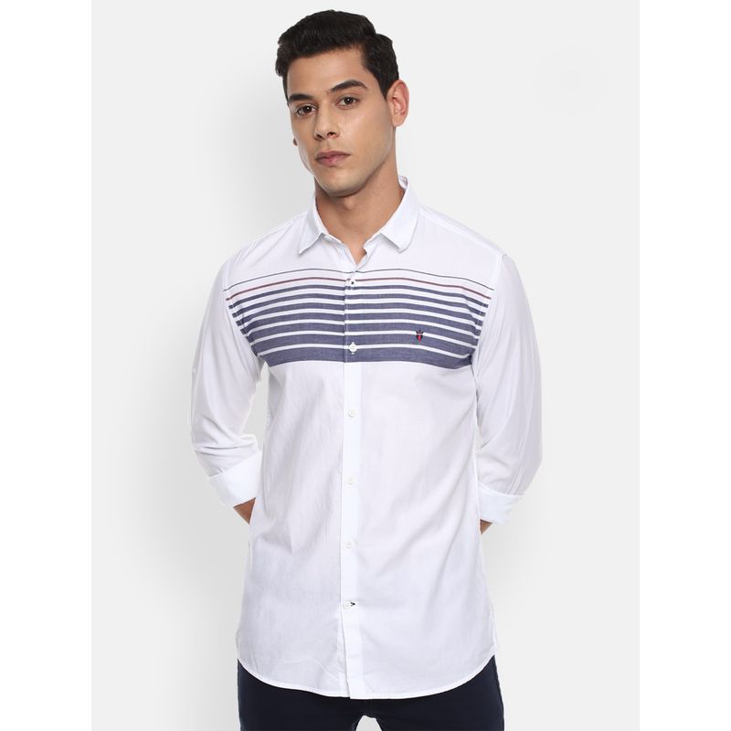 Buy Louis Philippe Men White Stripes Full Sleeves Super Slim Fit Casual ...
