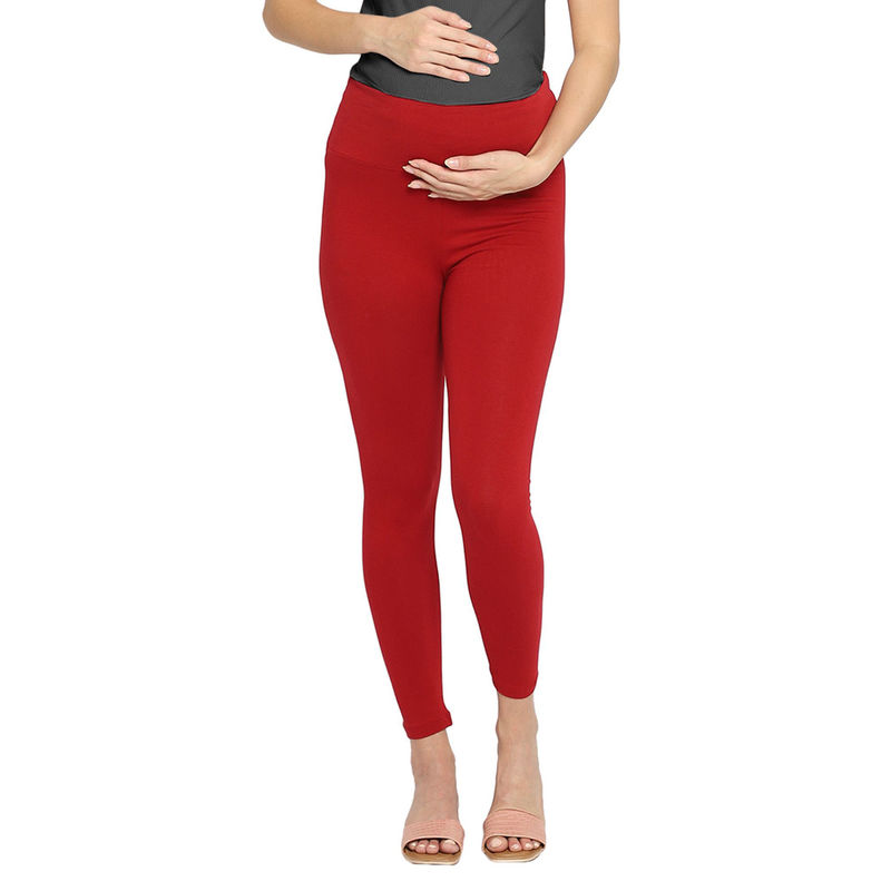 Buy Zelena High Waisted Red Maternity Leggings Online