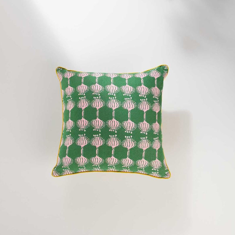 Buy Freedom Tree Aphim Herringbone Cotton Green Cushion Cover - 16X16 ...